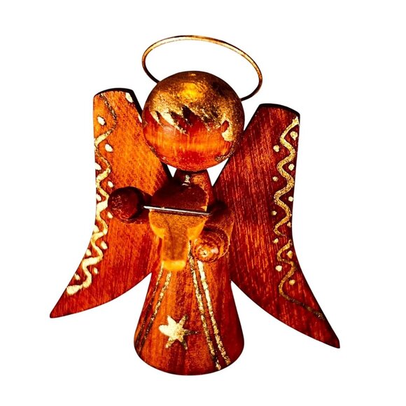 feri | Holiday | Vintage Feri Angel Wooden Wood Ornament Violin ...